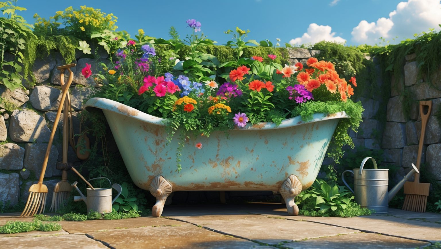 How to Upcycle Salvaged Bathtubs into Outdoor Planters